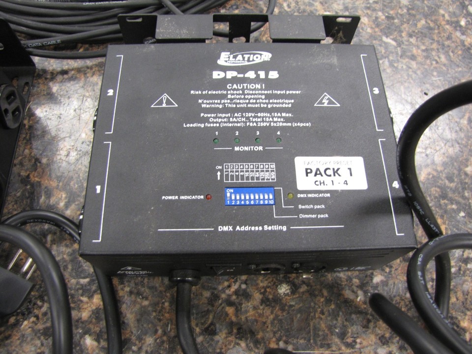 (2) Elation Pro DP-415 4-Channel DMX Dimmer Pack Lightning Controller w/Cables | eBay