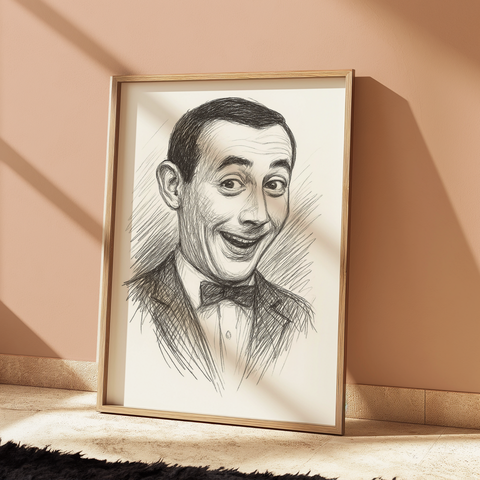 PEE-WEE HERMAN DRAWING PRINT PORTRAIT SKETCH 8" x 10" PEE-WEE HERMAN ...
