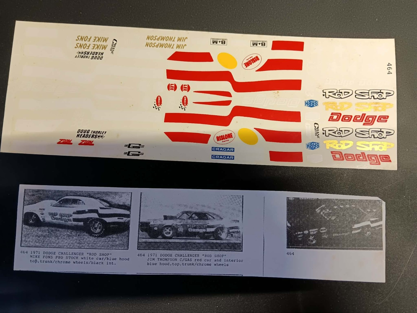 Rod Shop Challenger drag racing car Fred Cady decals | eBay