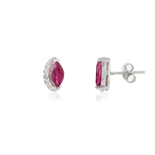 Natural Marquise Red Ruby Diamond 925 Sterling Silver Stud Earring Jewelry women | eBay