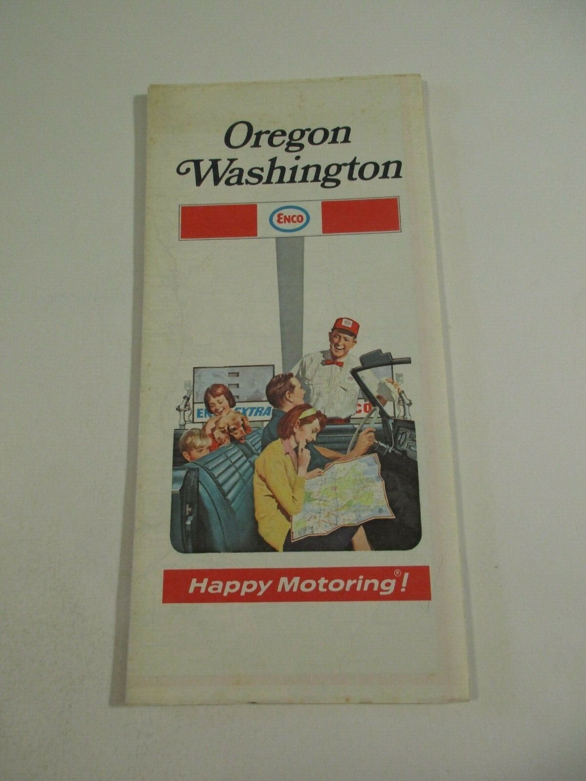 Vintage 1972 Enco Oregon Washington Gas Service Station Travel Road Map ...