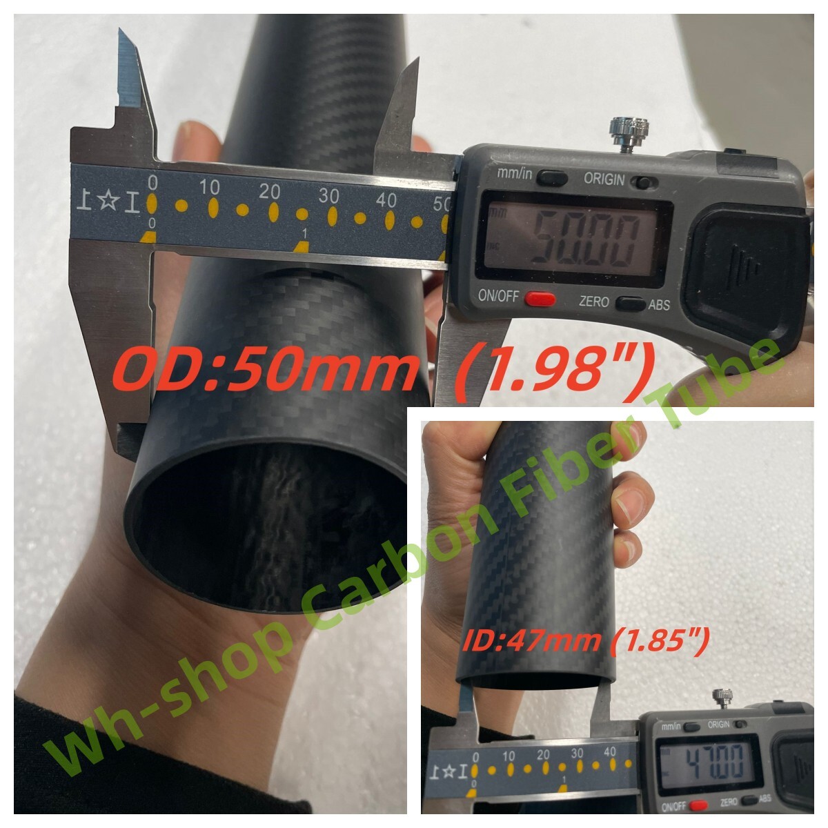 Twill Matt 3K Carbon Fiber Tube OD 50MM x ID 47MM x 500MM Rolled Pipe ...