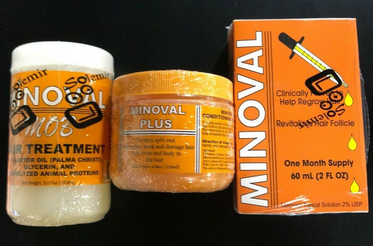 MINOVAL Hair Regrowth Treatment 2oz Dropper + 120ml Plus Pommade + MOB ...