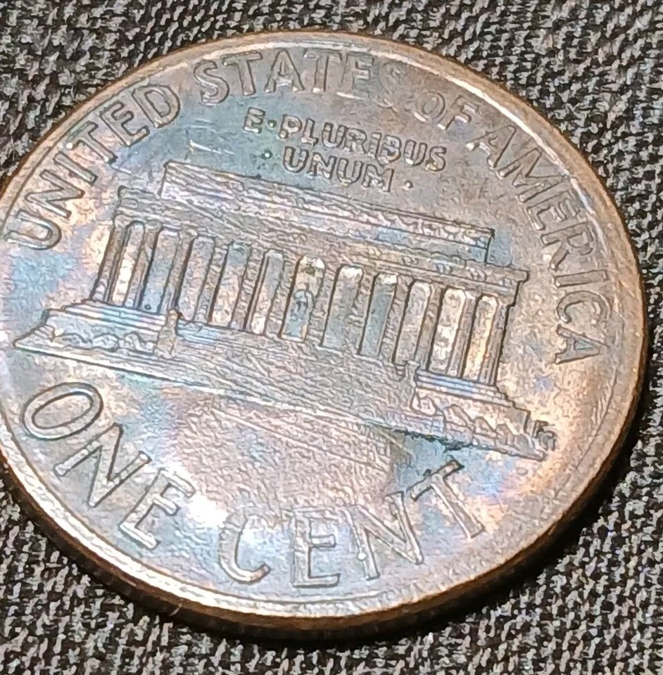 1989 Penny Error PARTIAL PLATING No Mint Mark Light Strick Steps Double ...