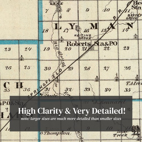 Old Map of Ford County, IL 1876 - Vintage Illinois Art | eBay