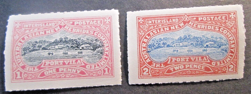 NEW HEBRIDES LOCAL STAMPS, PORT VILA INTER ISLAND POSTAGE 1d & 2d FINE ...