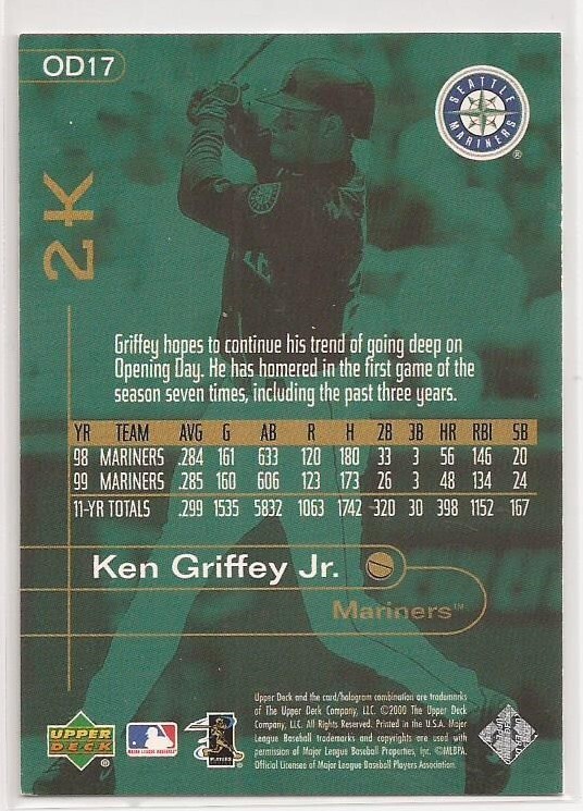 2000 Upper Deck Opening Day 2k #231 Ken Griffey Jr Seattle Mariners | eBay