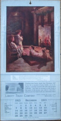 Newark, NJ 1913 Advertising Calendar, Liberty Trust Bank, Night Before ...