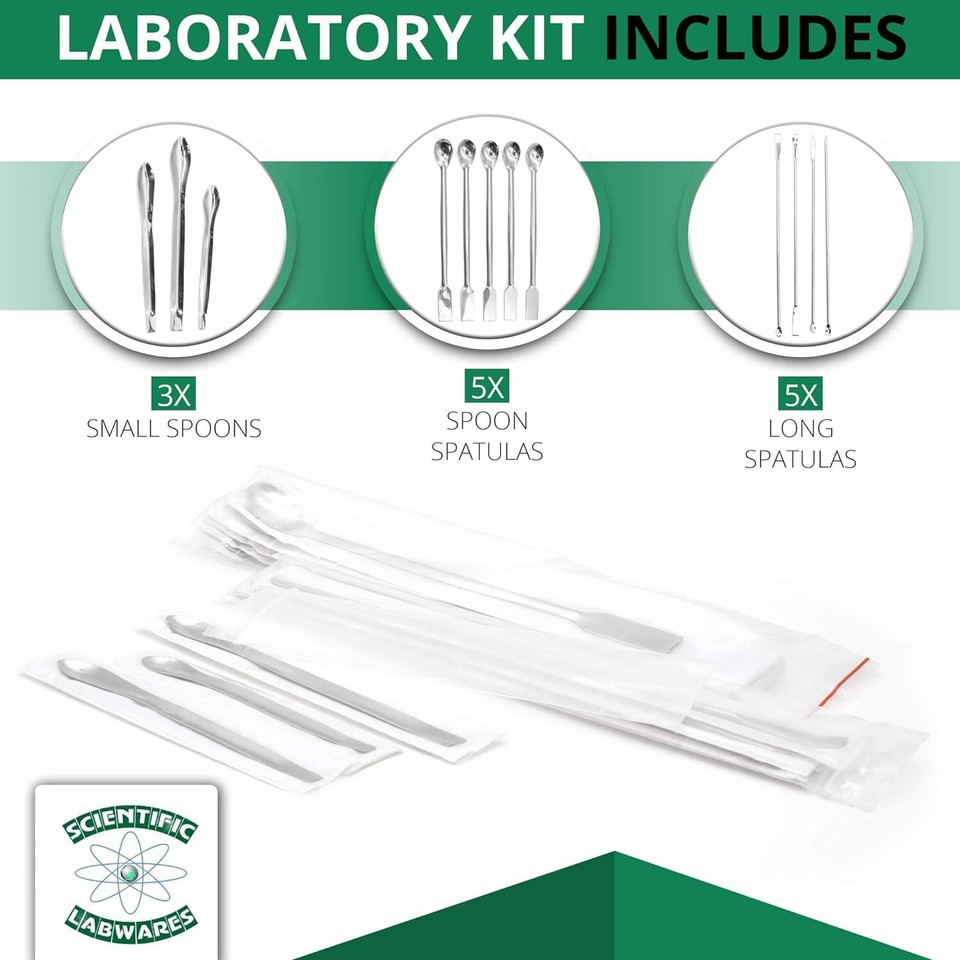 Scientific Labwares Stainless Steel Laboratory Spoon Spatula Set Long ...