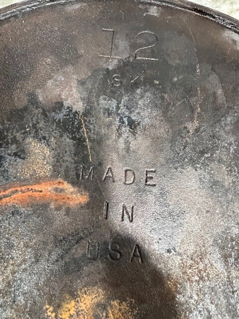 Vintage Lodge #12 SK D Cast Iron Skillet 3 Notch Heat Ring | eBay