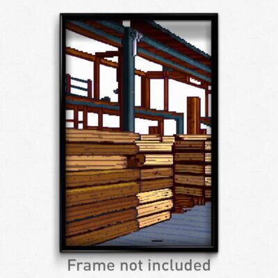 Pixel Art Poster - Stained Lumber Yard (8 Bit Psychedelic Video Game ...