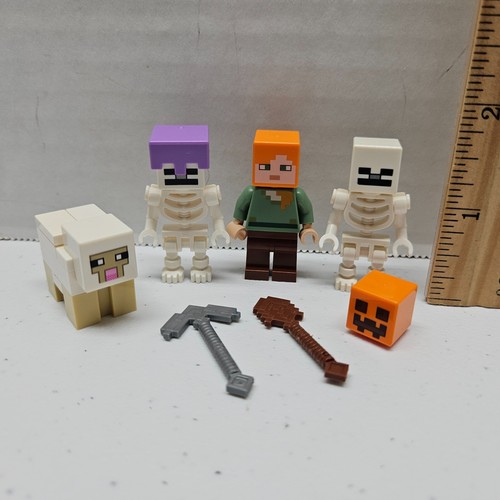 Lego MINECRAFT MINIFIGURE LOT - Alex Skeleton Sheet Pumpkin Figures ...