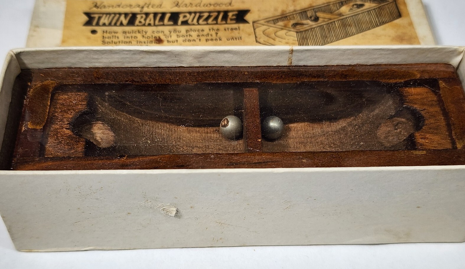 Antique DEXTERITY PUZZLE Handcrafted Wooden Twin Ball Ramps Made in ...