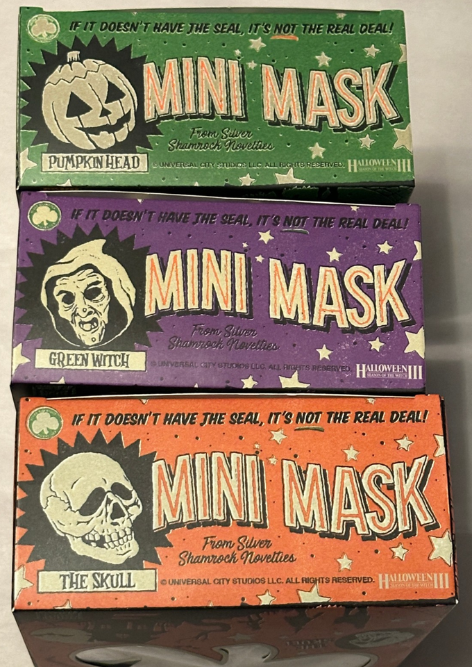 Fright Rags Halloween 3 Silver Shamrock Pumpkin, Skull, & Witch Mini ...