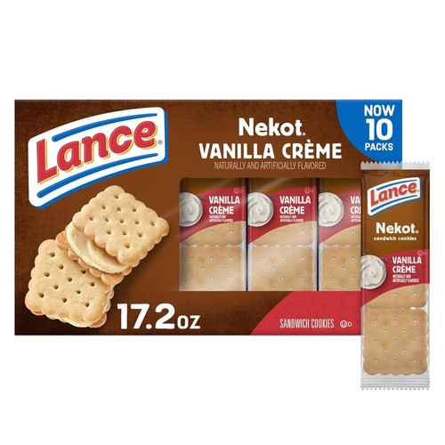 Lance Sandwich Snack Cookies Crackers, Nekot Vanilla Creme, 10 ...