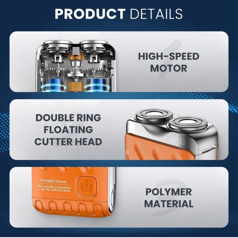 Double-Ring Pocket Shaver Mini Men's Shaver Portable Beard Travel ...