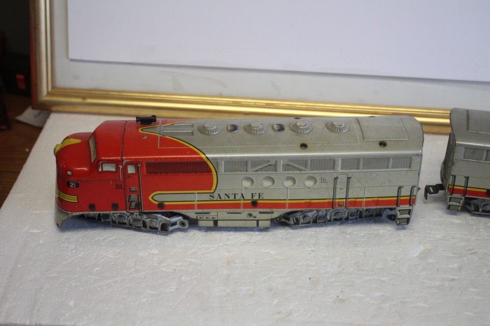 Marx 21 Vintage O Santa Fe F3 AA Diesel Locomotive & Dummy Unit Set (R ...