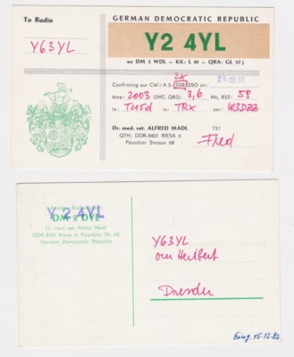 900738 QSL Karte Amateur Funker DDR Riesa mit Stadtwappen 1982 | eBay.de
