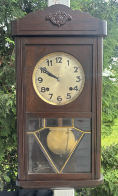 Antique 1895 - 1910 Ghanschmit German Box Wall Clock VIDEO - BEVELED ...