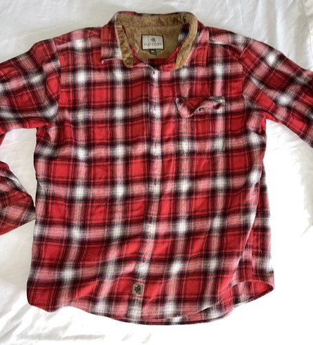 Legendary Whitetails Men 2XL red plaid Flannel Corduroy Collar LS Shirt ...