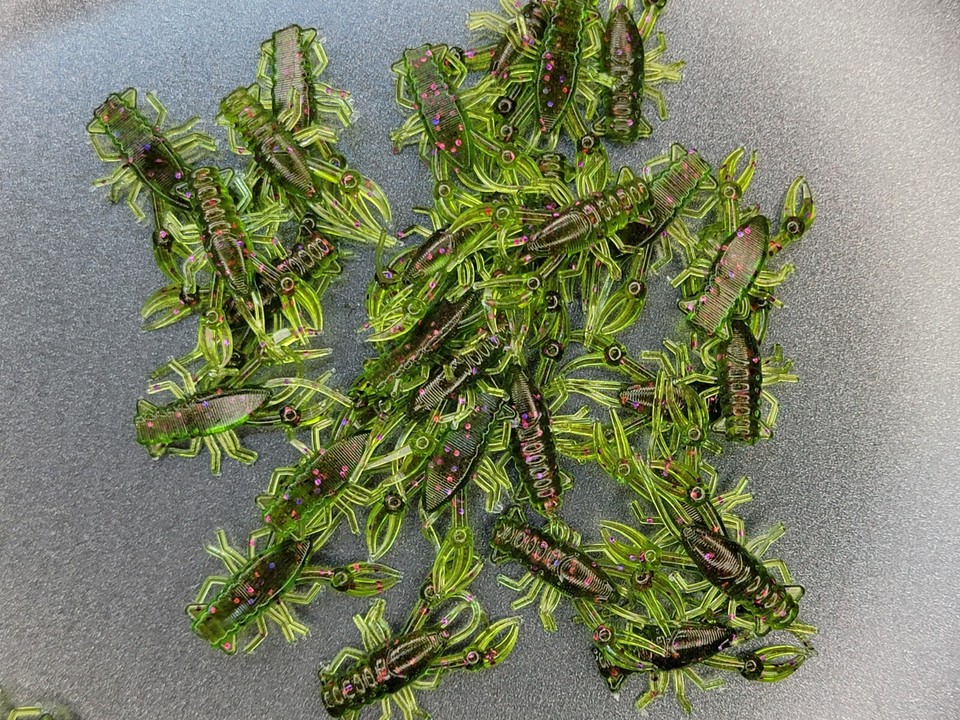 (30) 1" MINI CRAW "Candy Green" Crappie Panfish Jig Crawfish Lure Soft ...