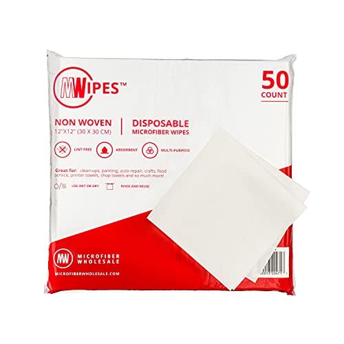 Disposable Microfiber Cleaning Cloth - 12" x 12" 50 Pack, No Lint, Non ...