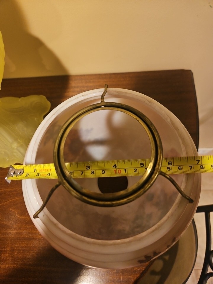 ANTIQUE 19c Lamp Shade - Base Parts Spider Ring Floral Design Aladdin ...