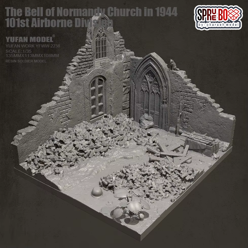 YUFAN MODEL - 1/35 Highly detailed Ruined building diorama base - resin ...