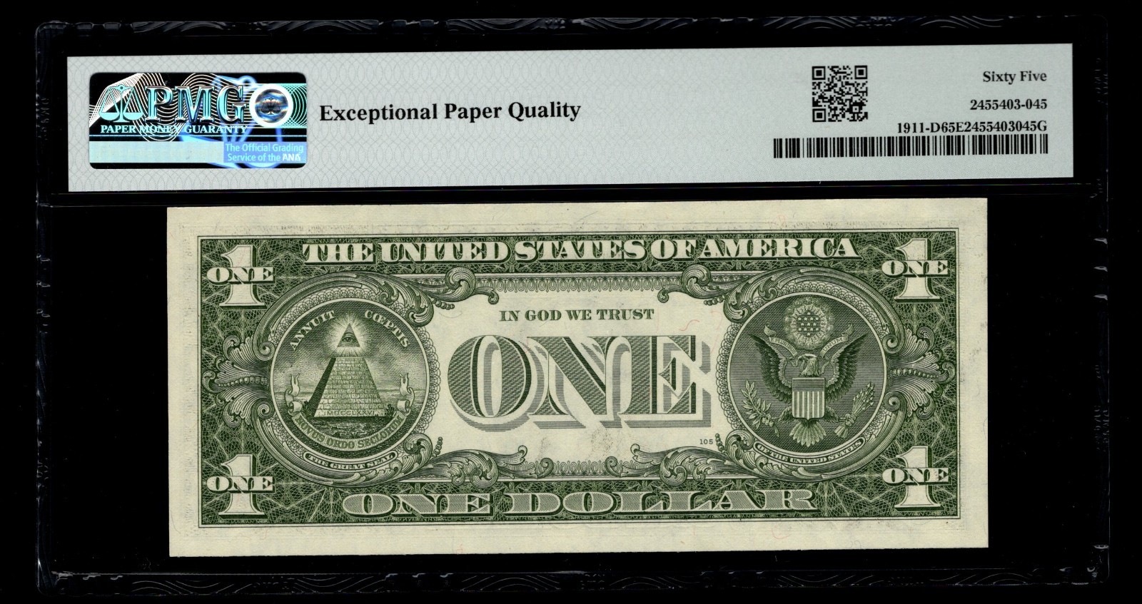 Low Serial Number 45 Fancy Serial Number One Dollar Bill PMG D00000045B ...