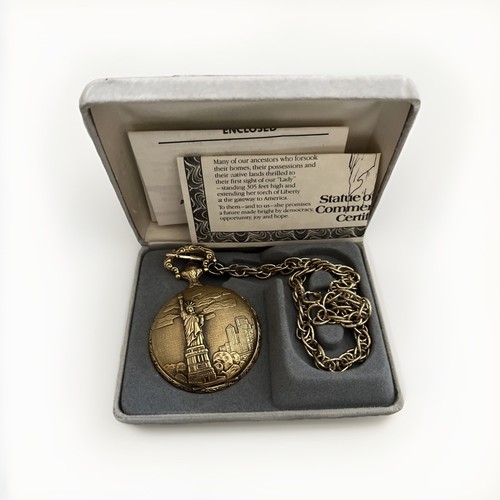 Sutton Time Pocket Watch Commemorative Statue of Liberty w/ Case ...