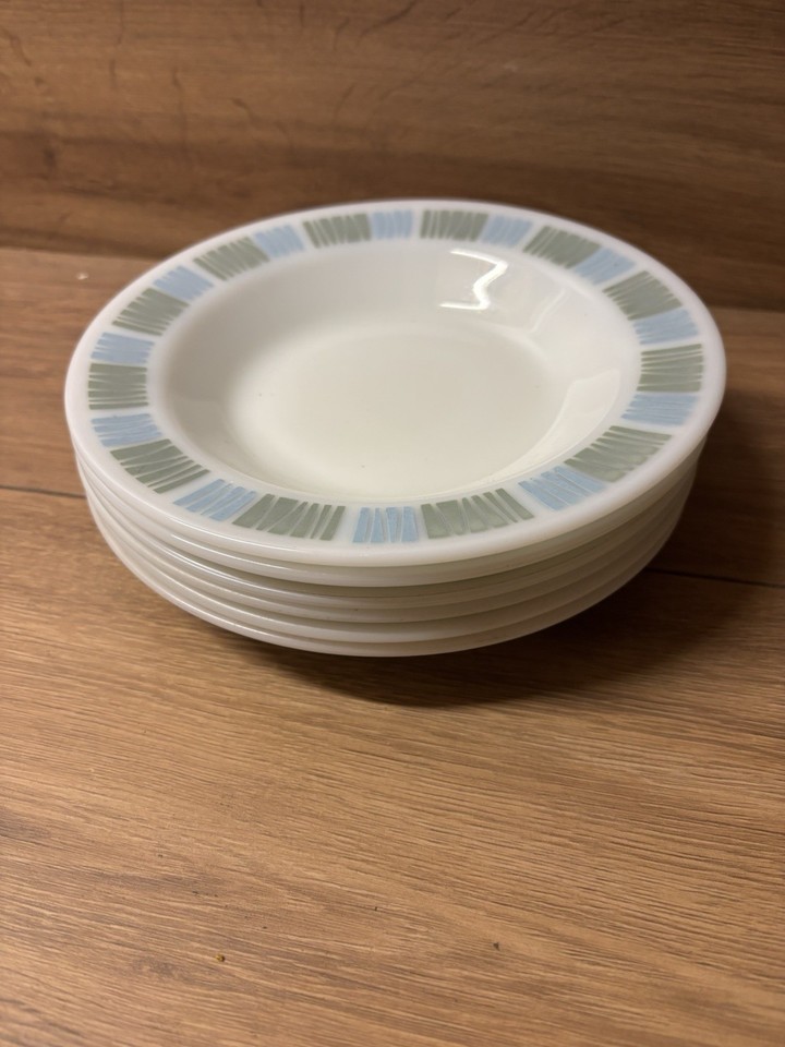 6 x Vintage JAJ Pyrex Matchmaker Rimmed Cereal/ Soup/ Pasta Bowls 8.5 ...
