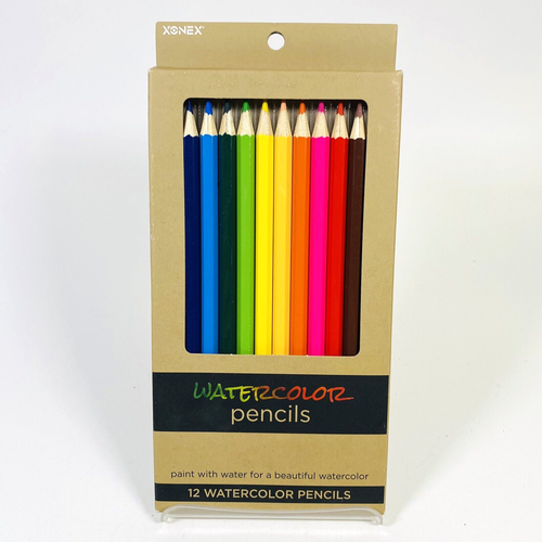 XONEX Watercolor Pencils 12 Pack Wooden Set For Paint With Water ...