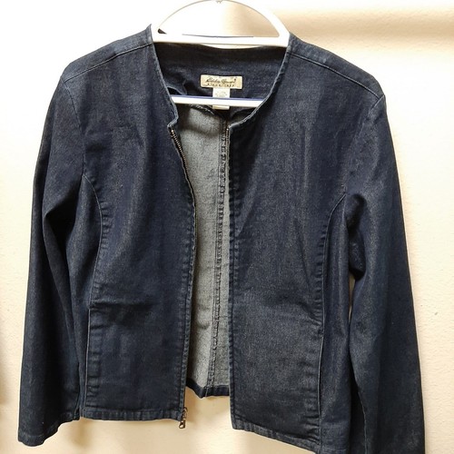 Eddie Bauer Stretchy dark Denim dressy unlined Jacket Women's size L ...