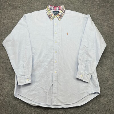 Ralph Lauren Button Shirt Men's XL Blake Contrast Collar Patchwork ...
