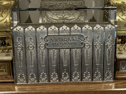 Antique RENICKELED Brass National Cash Register BACK PLATE NCR Wall ...