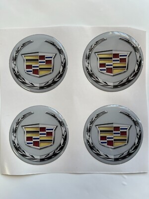 Set of 4 pcs Cadillac Center Wheel Cap Stickers Decal Rims Emblem Logo ...