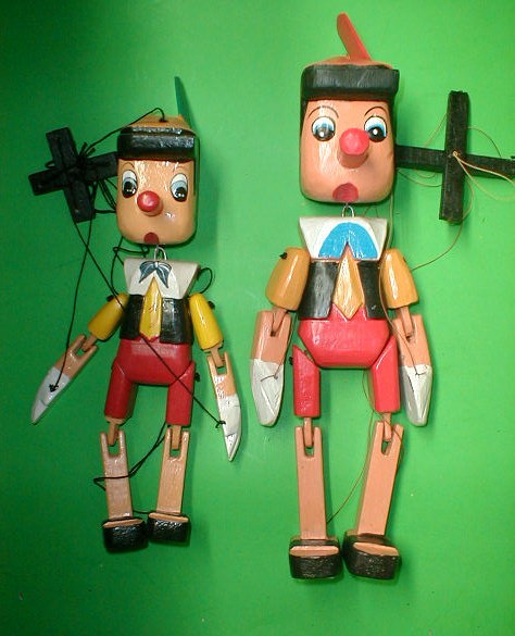 Pinocchio Marionette Puppet Hand Carved Wood Medium 12" Disney Pinochio ...