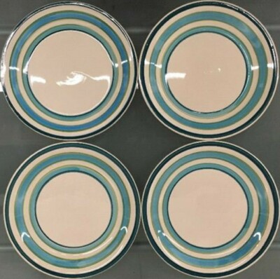 Royal Norfolk Set Of 4, 10.5" Plates, Stoneware, Kitchen, Dining, Blue ...