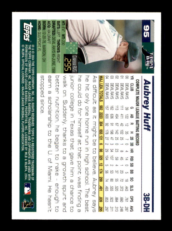 2005 Baseball Topps Aubrey Huff Tampa Bay Devil Rays #95 | eBay