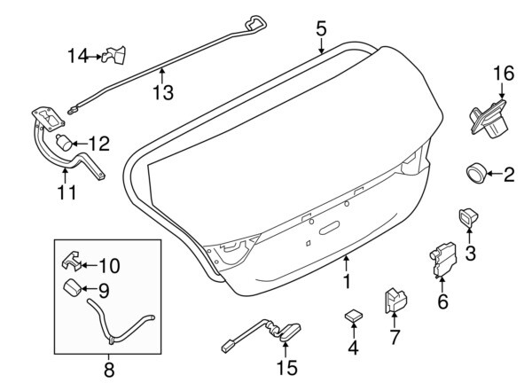 84630-3TA0A Nissan Lock assy-trunk lid 846303TA0A, New Genuine OEM Part ...