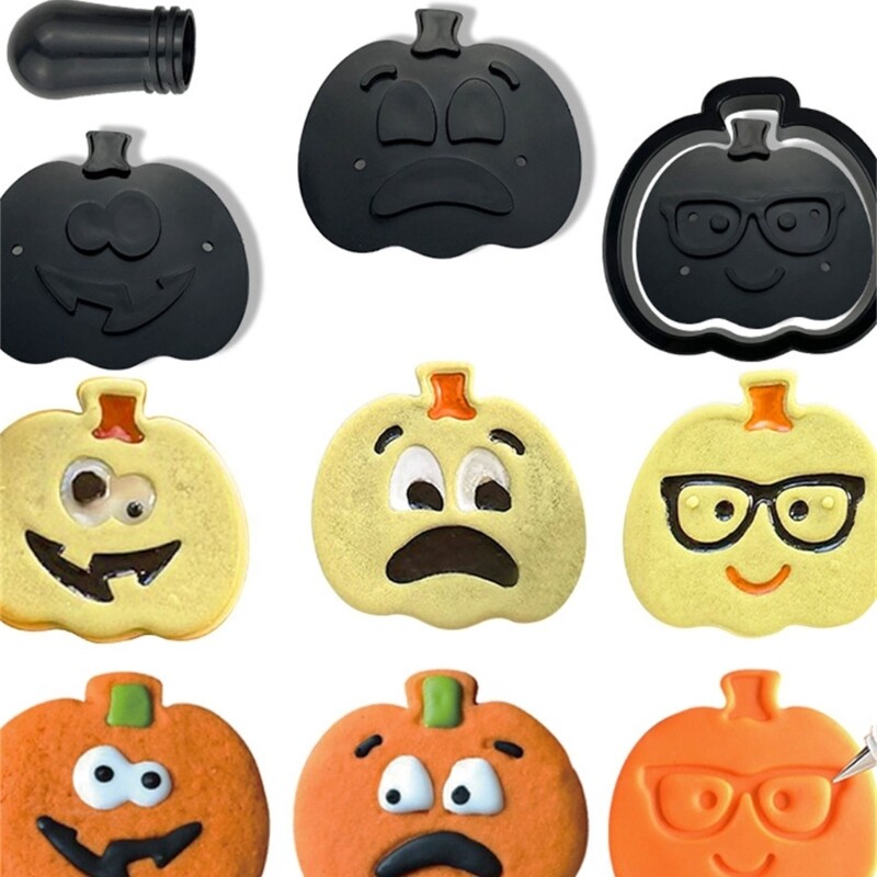 5pcs Halloween Pumpkin Cookie Cutters Biscuits Mold Fondant Cookie ...