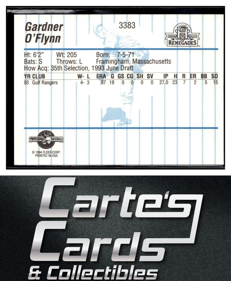 Gardner O'Flynn 1994 Fleer ProCards #3383 Hudson Valley Renegades | eBay