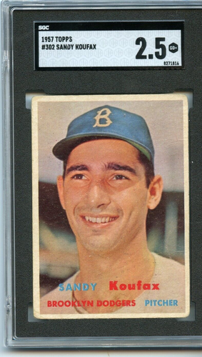 1957 Topps Sandy Koufax Brooklyn Dodgers #302 🚀😳💥 SGC Graded 2.5 | eBay