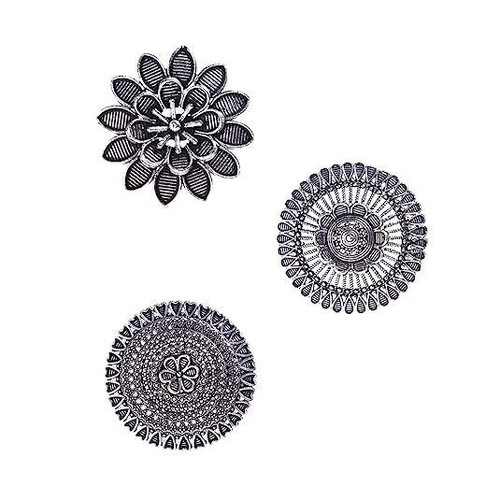 Traditional Combo Of 3 Artistic Oxidized Silver Cocktail Rings for ...