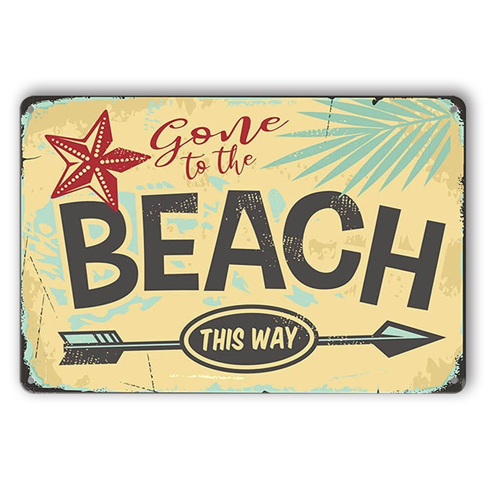 3X BEACH to This way Gone Arrow Rustic Look Decorative Tin Sign | eBay