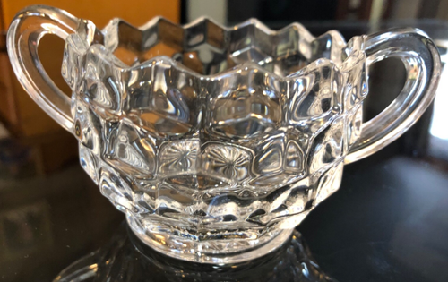 Vintage Depression Glass Diamond Cube Cubist Cubes Pattern Sugar Bowl ...