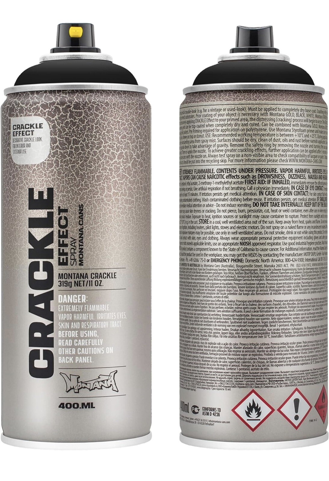 Montana Crackle 400 ml Color, Traffic Black Spray Paint | eBay