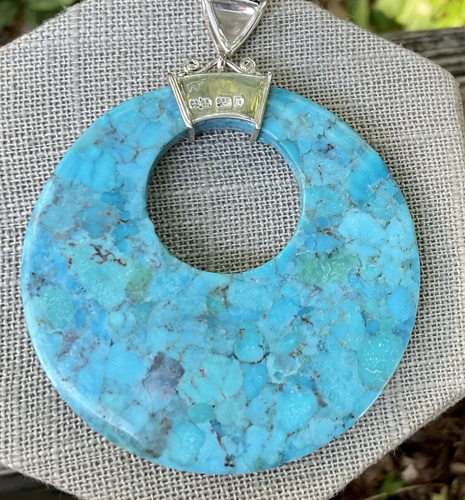 SAJEN Carved Turquoise Blue Sterling Silver Butterfly… - Gem