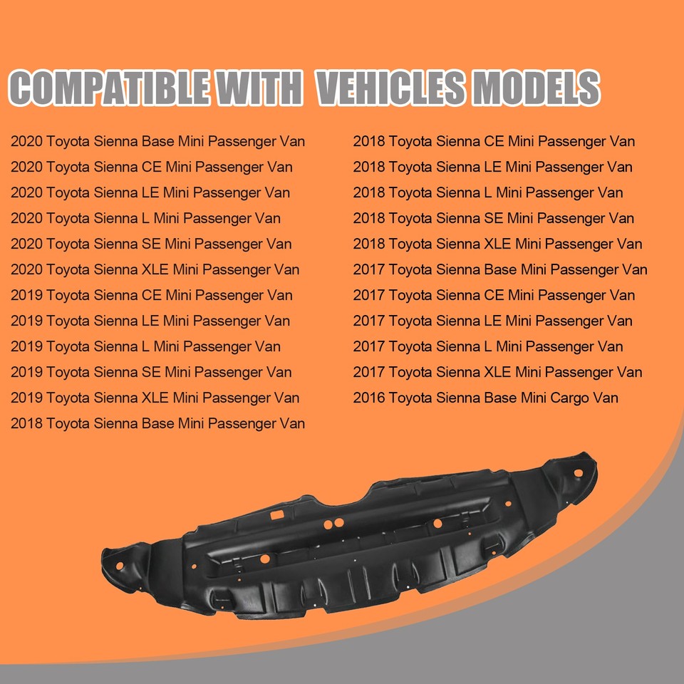 TO1228174 For Toyota Sienna 2011-20 Front Lower Engine Splash Shield ...