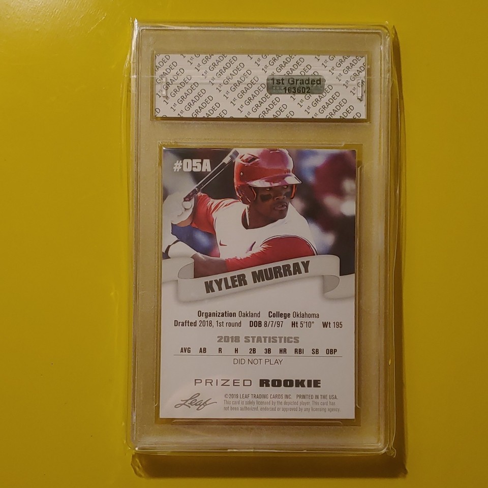 Leaf 2019 Prized Rookie Kyler Murray #05A Football Card 1st Graded ...